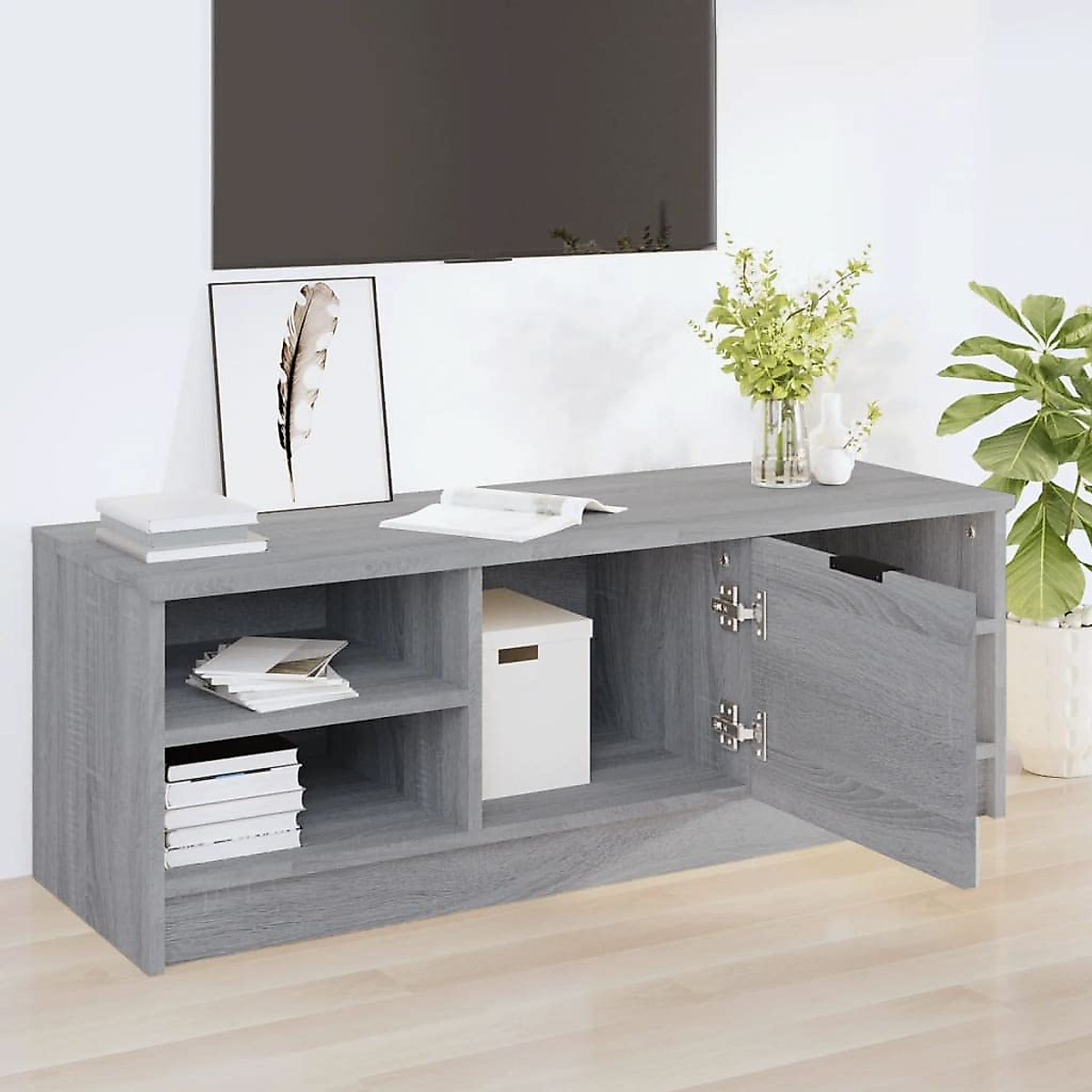 GaRcan TV Cabinet Living Room Sideboard Entertainment Centre TV Console Media Unit HiFi Cabinet with Shelf Grey Sonoma Engineered Wood (Grey Sonoma)