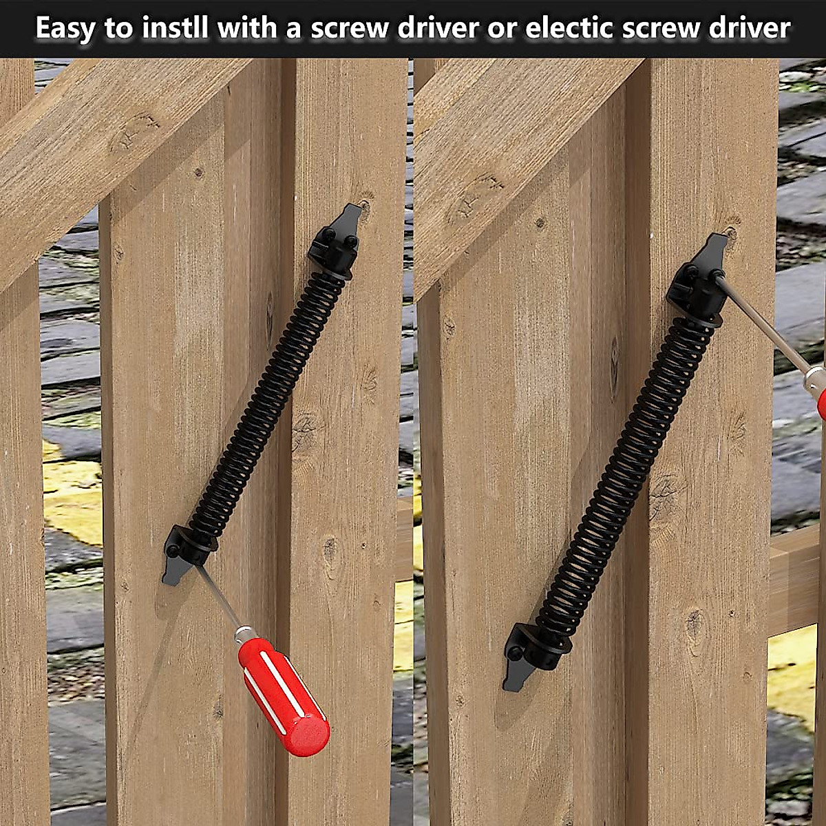 skysen 14" Fence gate Spring self Closing and Adjustable for Wooden or Vinyl Fence,Carbon Steel,Black(gate spring-14")