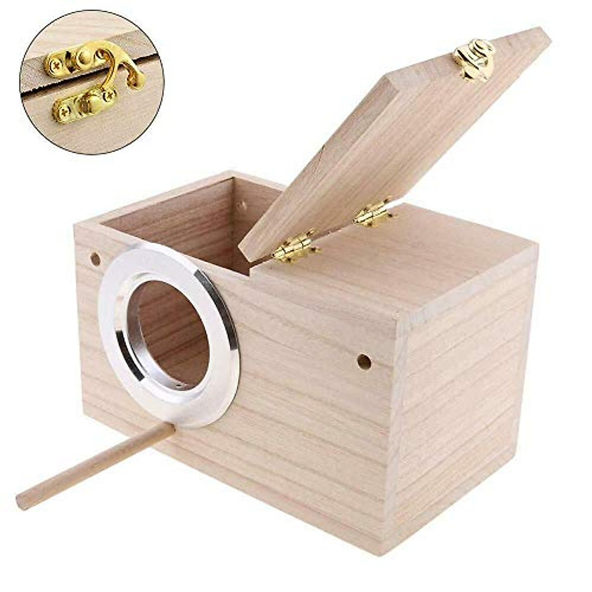 Hovico Parakeet Nesting Box, Pet Bird Wooden House Parakeet Nest Box Bird House Box Parrotlets Wood for Lovebirds Breeding Mating Bird Supplies Box (L)