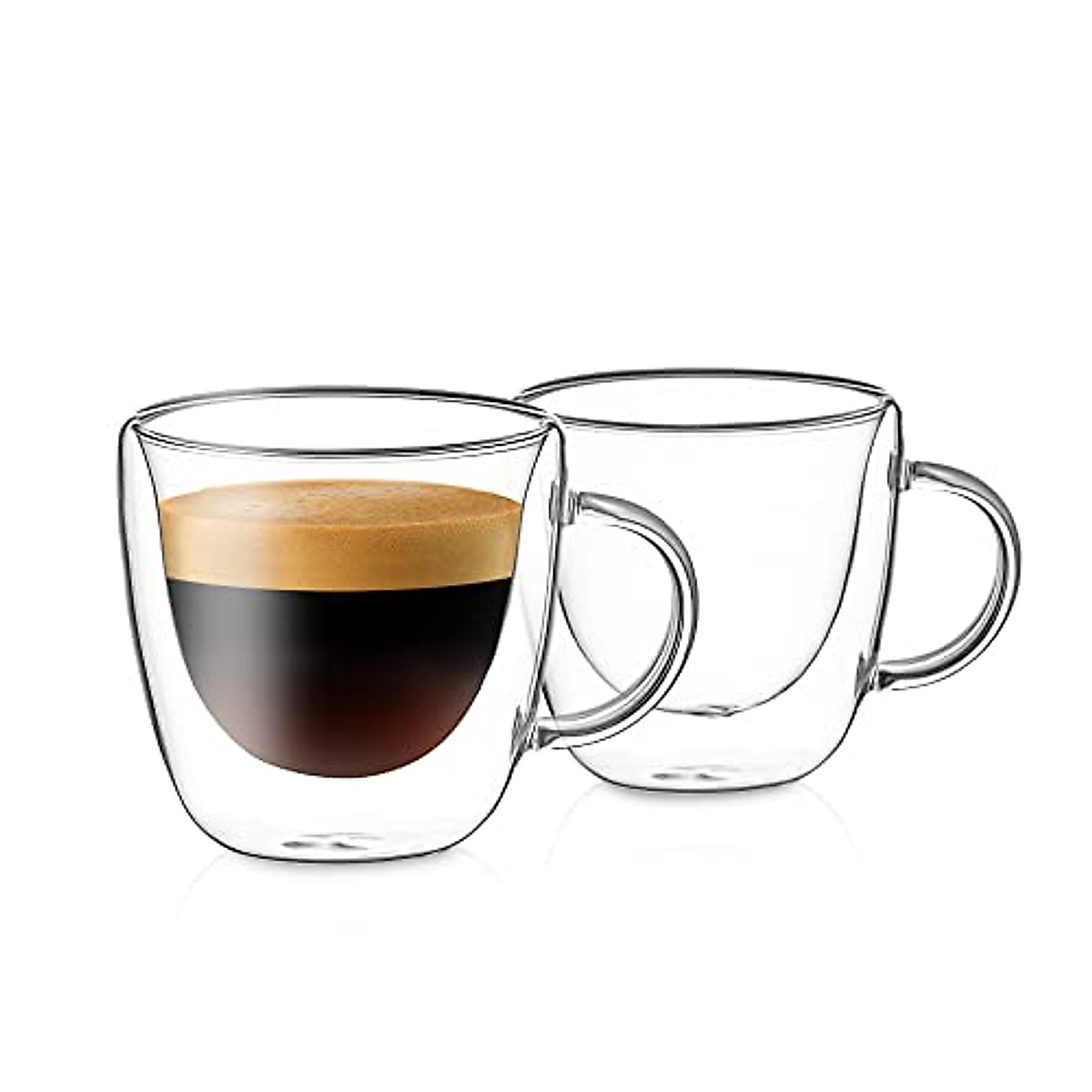 Red Rocks Double Wall Insulated Espresso Cups – Set of 2 4 Oz Double Walled Glass Coffee Mugs with Handles – Lead-Free Borosilicate Glass Espresso Cups – Thermal Clear Glass Cups for Home, Bar