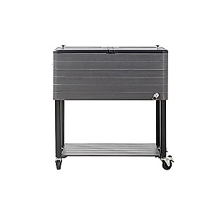 Sunjoy A601000800 80QT Gray Wood Grain Finish Cooler