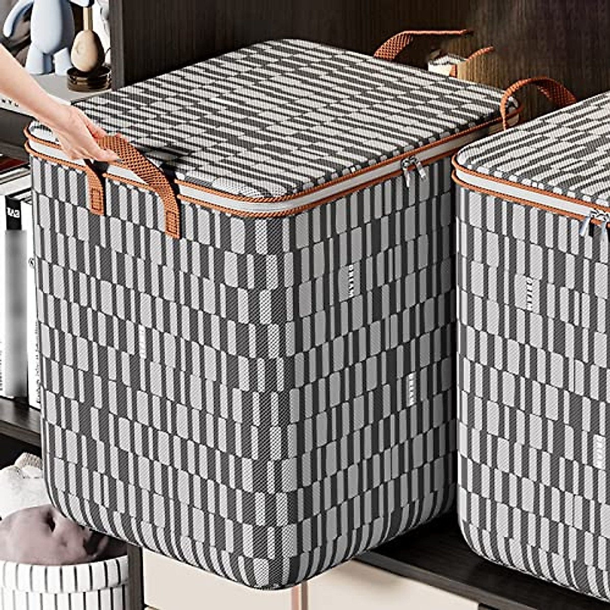 180L Large Storage Bags,Clothes Storage Bags With Zipper, Foldable Closet Organizer Storage Containers With Durable Handles Thick Waterproof For Clothing, Blanket, Comforters, Bed Sheets,Toys,Pillows