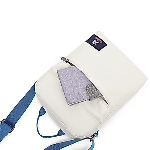 Kalesi Small Canvas Crossbody Bag and Purse Set for Girls and Women (Sea salt white)