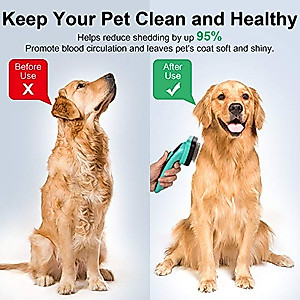 Self cleaning Slicker Brush, shedding and grooming tool for pets, remove loose hair, Fur, Undercoat, Mats, Tangled Hair, knots for large medium small sensitive long or short hair dogs, cats, rabbit
