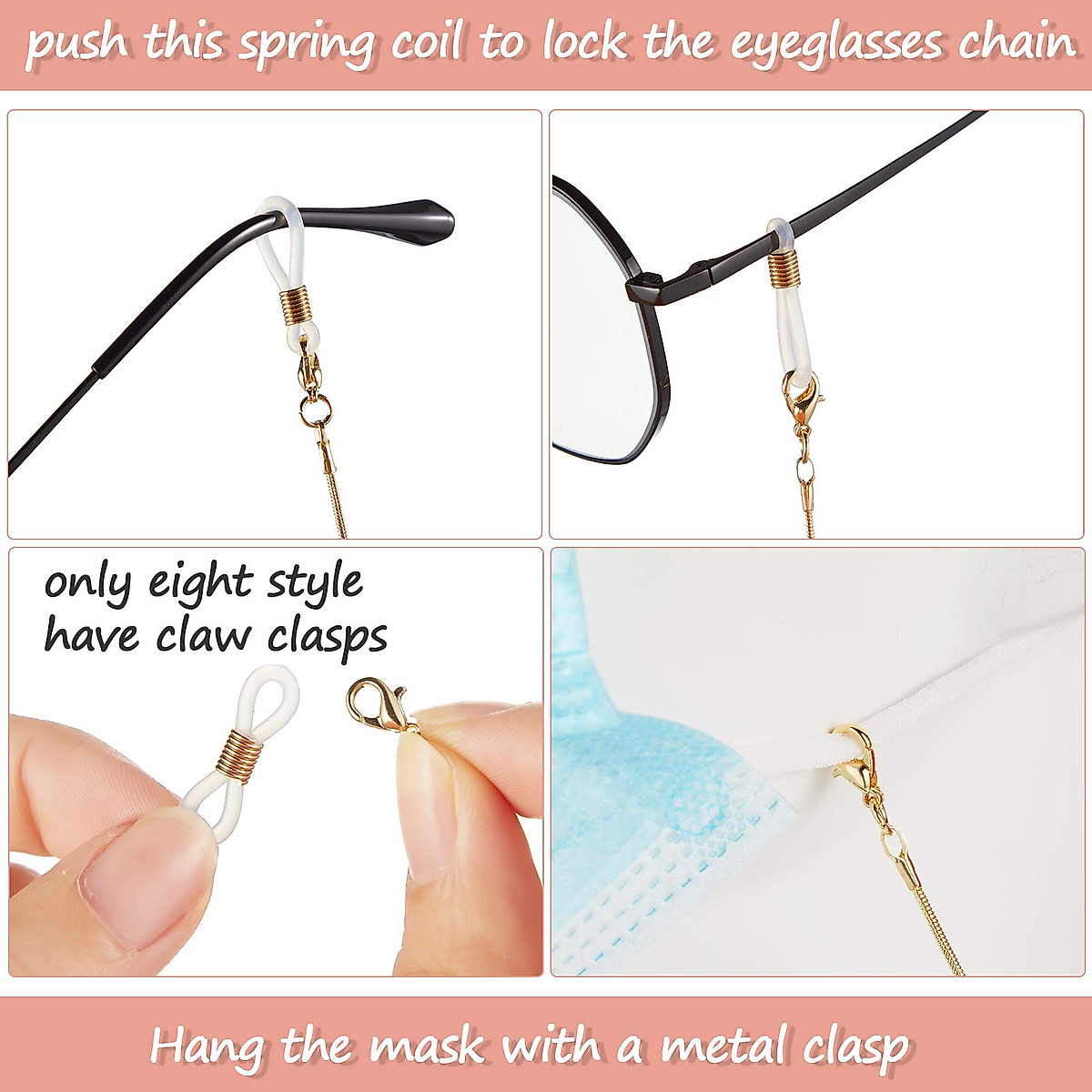 Weewooday 12 Pieces Eyeglasses Chains Beaded Sunglasses Strap Holder Elegant Necklace Holder Chain for Women(Gold, Silver)