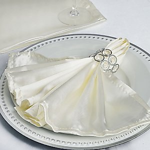 TABLECLOTHSFACTORY 20"x20" Ivory Wholesale Satin Linen Napkins for Wedding Birthday Party Tableware - 5 PCS