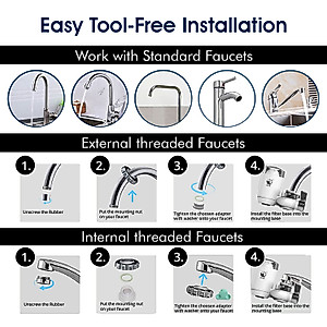 Faucet Filter, Highly Efficient Filtration Performance, Reduces Lead, Chlorine & Bad Taste, BPA Free, Water Purifier, 1 Count