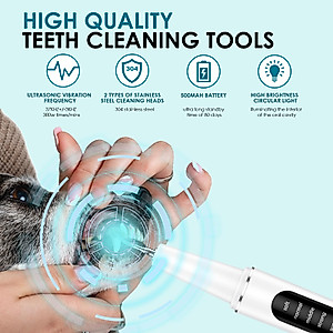 BETOPET Plaque Remover for Teeth - Dog Electric Toothbrush, 5 Modes Ultrasonic Dog Teeth Cleaning Kit, Effective Care of Teeth, Suitable for Dogs and Cats