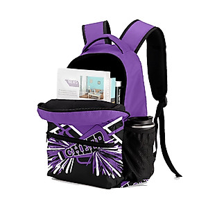 zaaprintblanket Custom Purple White Cheer Unisex Casual Nylon Backpacks Lapto Bag for Gift Hiking Camper Travel Pack