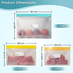 Temsy Reusable Snack Bags - 10pcs Reusable Snack Bags – Reusable Freezer Bags for Fruit, Veggies, Meat – Food-Safe Standup Storage Bags for Food with Ziplock Closure – Sustainable Option