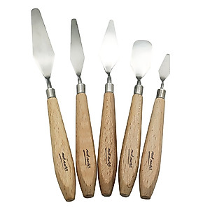 Mont Marte Studio Palette Knife Set, 5 Piece. Selection of Different Sizes and Styles of Stainless Steel Palette Knives.
