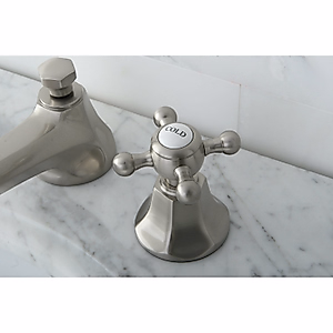 Kingston Brass KS4468BX Metropolitan Widespread Lavatory Faucet with Metal Cross Handle, Brushed Nickel,8-Inch Adjustable Center