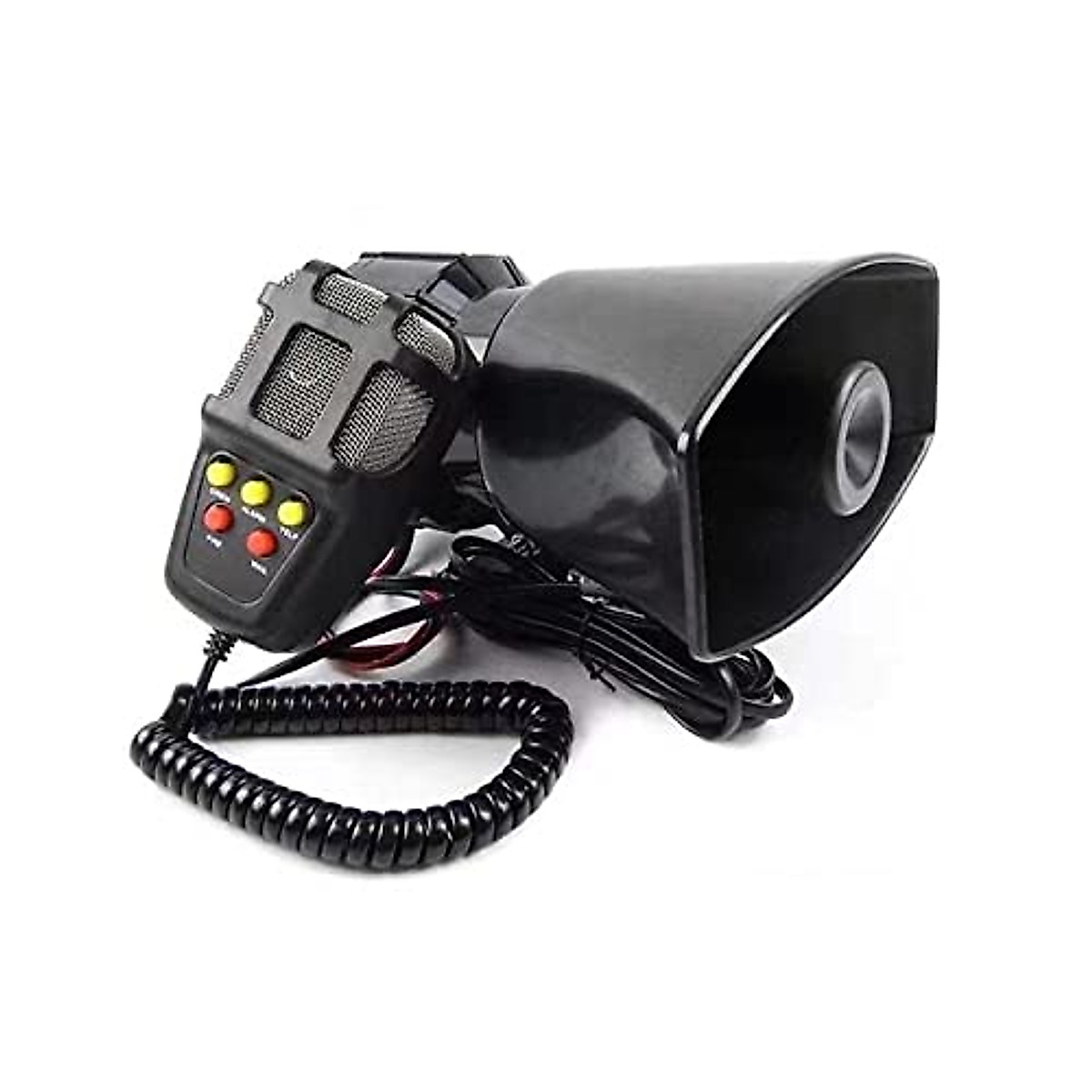 RockMoon Rockmoon Car Siren Horn 5 Tone Sound Siren Police Mic PA Speaker Car System Emergency with Microphone Amplifier-100W Emergency Sound Electric Horn-12V,Black