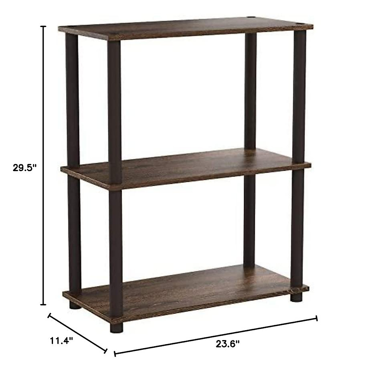 Furinno Turn-N-Tube 3-Tier Compact Multipurpose Shelf Display Rack, Walnut/Brown