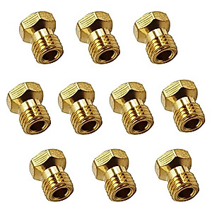 Xastro Brass Jet Nozzles for Propane LPG Gas Pipe Water Heater DIY Burner Grill Propane Gas Orifice Conversion Kit M6 x 0.75mm/0.5mm (10Pcs)