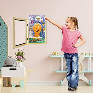 [2-Pack] Kids Art Frames, 8.5x11 Front Opening Kids Artwork Frames Changeable, Gold Artwork Display Storage Frame for Wall, Holds 50 Pcs, for 3D Picture, Crafts, Children Drawing, Hanging Art,