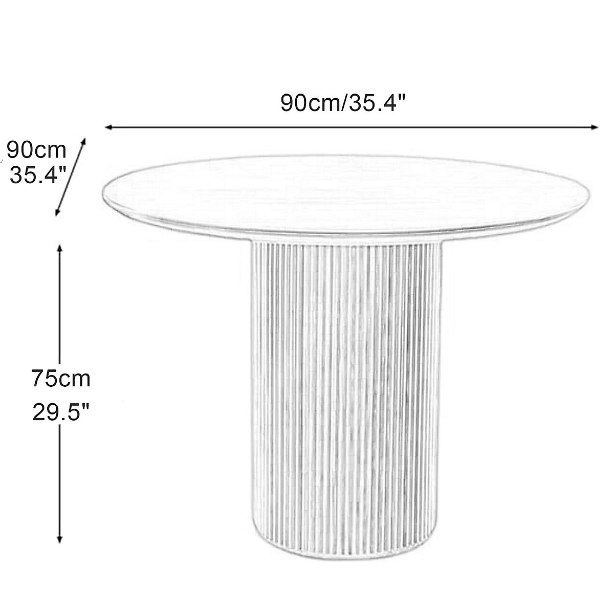 Topjia Pine Wood Round Dining Table,Simplicity Wooden Pedestal Base Kitchen Table,Leisure Coffee Table Restaurant Furniture Dining Room Table (35.4" L x 35.4" W x 29.5" H, Black)