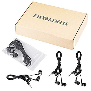 Yoley Bulk Earbuds Headphones Wholesale Earphones 50 Pack, Factorymall Low Cost Earbuds Disposable Ear Buds Bulk Headphones for School Classroom Students Kids-(Black)