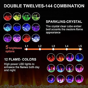 BREEZEHEAT 50inch Electric Fireplace Recessed Wall Mounted-Ultra Thin Fireplace Heater for Living Room/Bedroom with 2 Heat Vents, Remote Control, Touch Screen, Adjustable Flame, 8H Timer, 750w/1500w