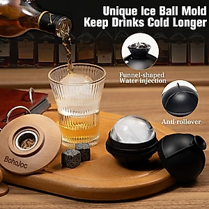 Gifts for Men/Dad/Boyfriend, Cocktail Smoker Kit with Torch & Whiskey Stones, Whiskey Christmas Birthday Gifts for Men, Mens Gifts for Christmas, Oak | Apple | Walnut | Cherry (No Butane)