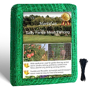 Hortifan Temporary Fence Plastic Mesh Fencing, 4FT x 100FT Garden Bird Netting Safety Fence Snow Fence, Construction Fencing for Deer, Pet, Rabbits, Chicken, Dogs, Animal Barrier, Green