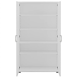 Bush Business Furniture Universal 5 Piece Modular Closet Storage Set with Floor and Wall Cabinets, White
