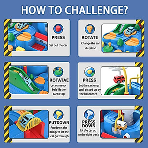 Car Adventure Toys for 3 4 5 6 7 8 Year Old Boys Girls, Race Tracks Toy for Boys with 4 Toy Vehicle, Preschool Educational Toy Car for Boys, Interactive Classic Toys Vehicle, Blue