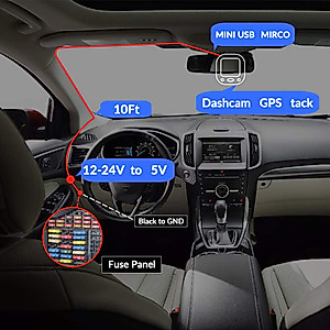Skyview Dash-Cam-Hardwire-Kit Dash-Cam-Charger Dash-Cam-Hardwire-Kit-Mini-USB Power-Charger-Battery-Converter-Output 5V2A Adapter-for-Mirror-Front-and-Rear-Hidden-Spy-Car-Camera-Dash-Cams