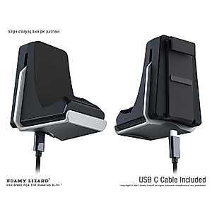 Foamy Lizard PS5 Controller Charger Console and Wall Mount for Playstation 5 DualSense Fast Charging Station Hanging Dock, Headphone Hook, LED Indicator, Overcharge Protection (PS5 White+Black)