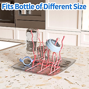 Travel Baby Bottle Drying Rack with Bottle Brush,Nipple Brush,Straw Cleaner Brush,Organizer Case, Compact Size with Large Capacity for Working Mom, Visit Families, Friends or Camping with Baby