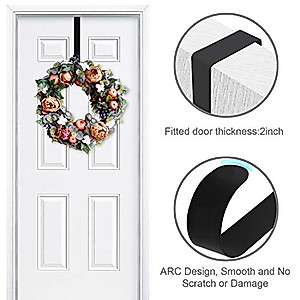 ESFUN 2 Pack 15" Black Wreath Hanger for Front Door, Metal Wreath Hooks Holder Over The Door Wreath Hanger for Hanging Christmas Decorations Xmas Decor