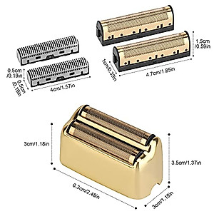 Anrom Shaver Replacement Foil and Cutters Compatible with BabylissPRO Barberology Foil Shaver, Replacement Double Foil Shaver Head with 2 Cutters Blade Set (Silver)