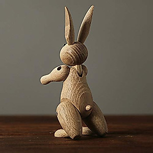 LNIMI Art Wooden Rabbit Figurine Wooden Ornaments Rabbit Model Flexible Sculpture Perfect for Home Decoration Gift or Collection