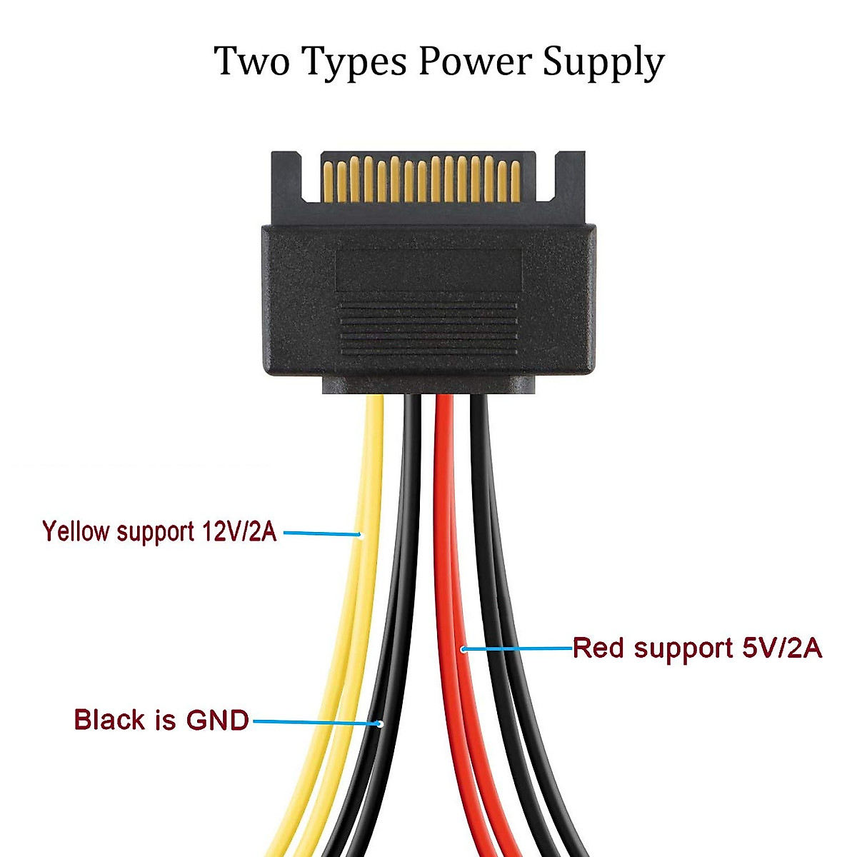 DaFuRui 4pcs SATA Power Splitter Cable,15 Pin Male to 15 Pin Dual Female Power Cable 8 Inches