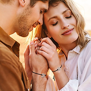 Junkin 10 Pieces Paw Print Bracelets Vet Tech Week Gifts for Women Men Teens Handmade Adjustable Strings Stainless Steel Dog Cat Paw Print Bracelets Family Friend Couple Jewelry Christmas Gift (Black)