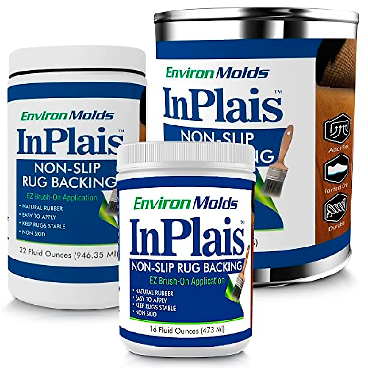 InPlais Non-Slip Area Rug Backing 1-Gallon (3.7854 Liters) Fabric & Floor Safe Latex Layer | Easy, Paint-On Application Liquid | Kitchen, Bathroom, Hallway, Living Room | Dries Quickly