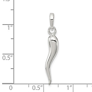 Auriga Fine Jewelry 925 Sterling Silver Italian Horn Pendant, (L- 27 mm, W- 4 mm) Gift for Women