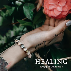 GolbalJew Healing Bracelet For Women Anxiety Beaded Bracelets Jewelry Healing Stone Crystal Bracelet Stress Relief Yoga Beads Chakra Bracelets Gifts For Women pink zebra stone