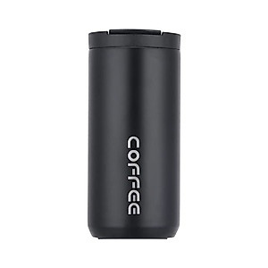 Coffe Cup Thermos for Hot Drinks stainless steel hot and cold white thermos that fits in cup holder 13.5oz/400ml (Black)