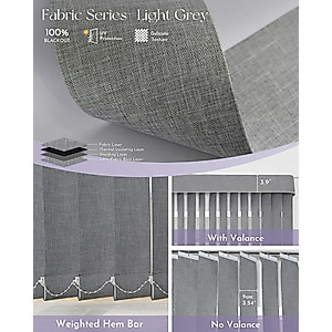 Graywind Motorized Vertical Blinds Compatible with Alexa Google Privacy Blackout Smart Vertical Blind Remote Control Track Slats Set for Patio Sliding Glass Doors, Width Up to 157", Light Grey