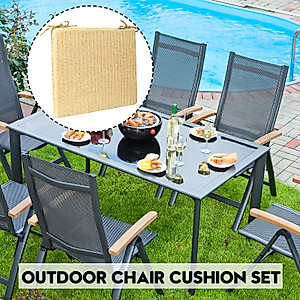 Outdoor Chair Cushions, 19x15.5 Inch Indoor Chair Pads with Ties Waterproof Seat Pads Fade Resistant Square Memory Foam Patio Chair Cushion for Garden Patio Furniture Chair Home Office Set of 2