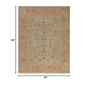 SAFAVIEH Oushak Collection Area Rug - 8' x 10', Soft Green & Rust, Hand-Knotted Traditional Oriental Wool, Ideal for High Traffic Areas in Living Room, Bedroom (OSH112A)