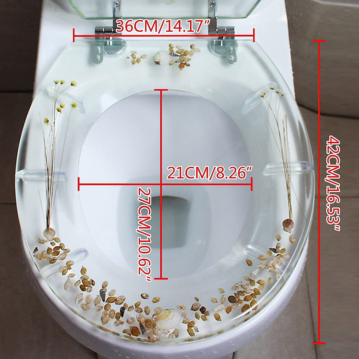 U/V Style Bidet Toilet Seat,Unplugged Intelligent Toilet Lid Spray Fresh Mechanical Nozzle Resin Transparent Design Shell Toilet Seats (CQ-5835)