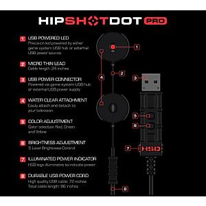 PRO Color and Brightness Control Dot LED Aim Assist Mod for Gaming TV Compatible with Xbox, Playstation, Nintendo and PC - Works with All Shooter Video Games and FPS or TPS