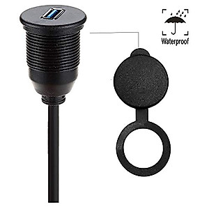 LDKCOK USB 3.0 Mount Cable –USB Extension Flush, Dash, Panel Mount Cable, for Car, Boat, Motorcycle and More (3.3ft/1m)