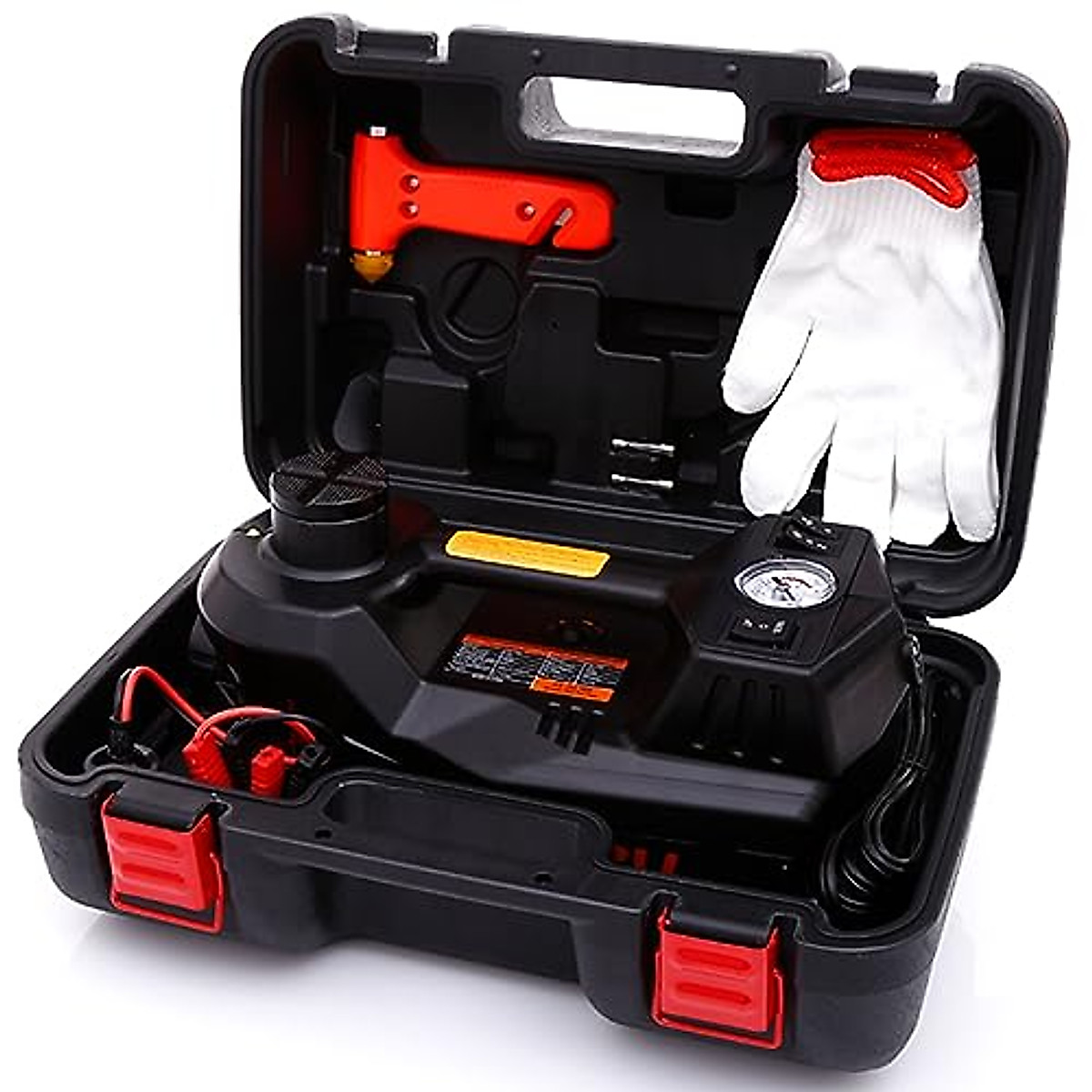 Trihelper Car Jack Hydraulic Jack – 5 Ton Electric Car Jack Stand Three in One Car Jack Kit for Sedans SUV Car Lift Floor Jack for Tire Change and Road Emergencies with Integrated Tire Pump (Black)