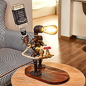 Steampunk Handcrafted Liquor Dispenser - Pipe Robot Lamp, Alcohol Whisky Wine dispenser, Industrial Whiskey Holder, Rustic Style, Man Cave, Decanter Whiskey Gift, Bar Restaurant Cafe - Gifts for Him