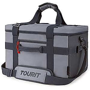 TOURIT Cooler Bag 48-Can Insulated Soft Cooler Large Collapsible Cooler Bag 32L Lunch Coolers for Picnic, Beach, Work, Trip, Grey