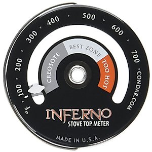 Inferno Stove Top Meter (3-30) thermometer measures temperatures on stove top