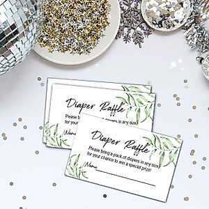 50 Greenery Diaper Raffle Tickets for Girl or Boy Baby Shower Invitations, Baby Shower Games, 3.5" x 2" with Name Line